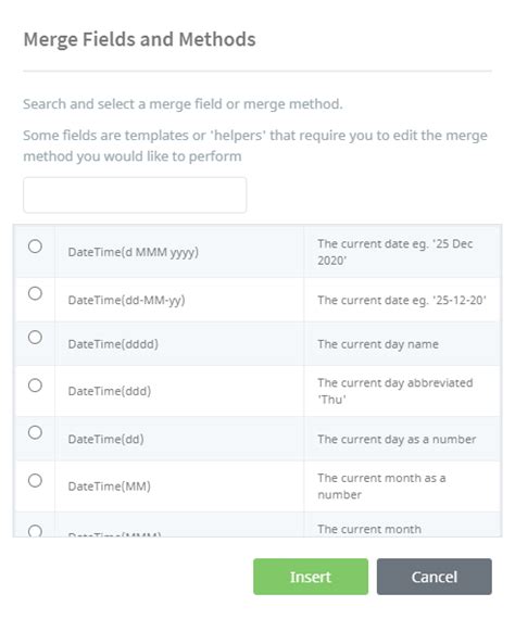 Merge Fields And Methods