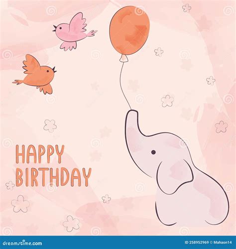 Cute Birthday Card Template Stock Vector Illustration Of Birthday