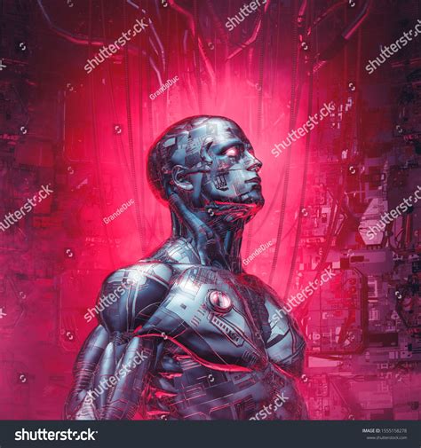 Cybernetic Visions Reloaded 3d Illustration Futuristic Stock
