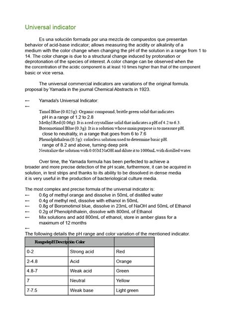 Universal Indicator Pdf Ph Acid