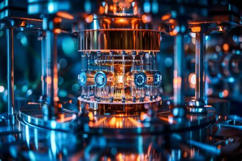 Quantum Computing Processor In Advanced Laboratory Setting Stock