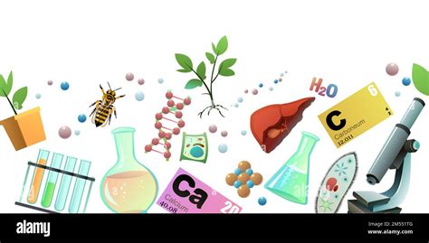 Chemistry Seamless Bottom Border Cartoon Style Science Items Picture