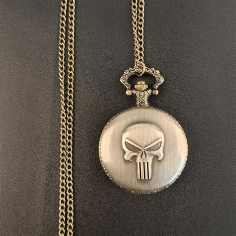 빈티지 청동 해골 다이얼 아날로그 포켓 시계 럭셔리 패션 목걸이 골동품 스타일 Fob 석영 오렌지 로마 숫자 시계 포켓워치