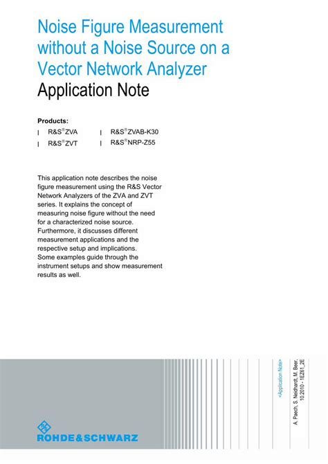 pdf noise figure measurement without a noise source on a cdn rohde