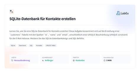 Sqlite Datenbank Für Kontakte Erstellen Labex