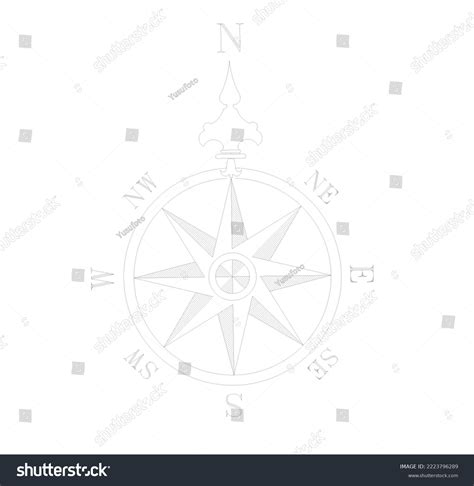 Sketch Cardinal Directions Compass Classic Design Stock Vector Royalty