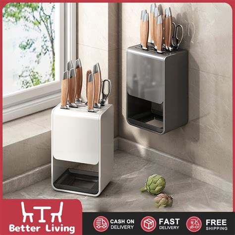 Stainless Steel Wall Mounted Knife Holder Kitchen Rack Organizer Multifunctional Knife Hold