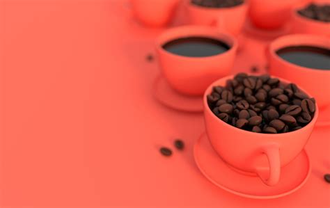 커피 한 잔과 사실적인 커피 콩 3d 렌더링 배경 커피 콩의 질량을 닫습니다 파스텔 색상 갈색에 대한 스톡 사진 및 기타 이미지 Istock