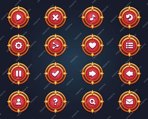 Premium Vector Set Of Red Buttons For Mobile Games Game Interface