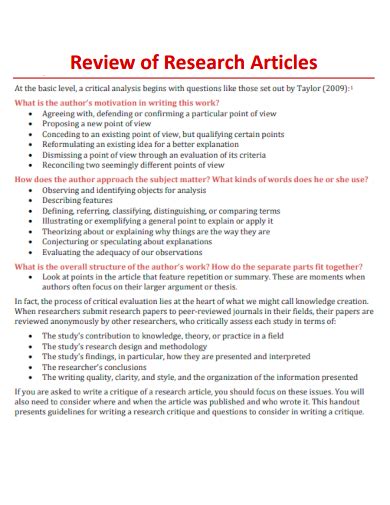 30 Article Review Examples