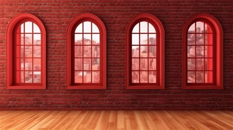 3d Rendering Classic Style Window Frames On Stone Facade Background