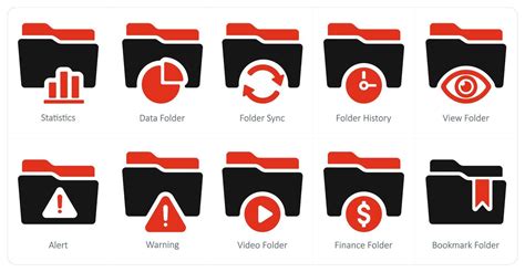 A Set Of 10 Folder Icons As Statistics Data Folder Folder Sync