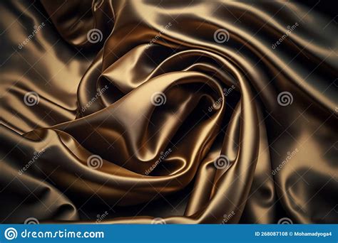 Close Up Of A Golden Satin Fabric Background Generative Ai Stock