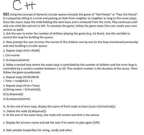 Solved Ch Q1 Using The Concept Of Dynamic Circular Queue