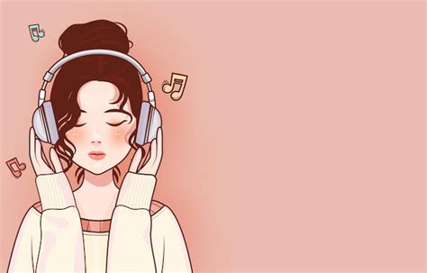 Premium Vector Illustration Of A Girl Listening To Music With