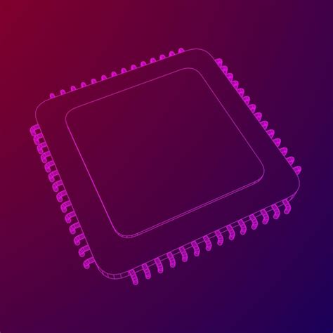 Premium Vector Vector Cpu Wireframe