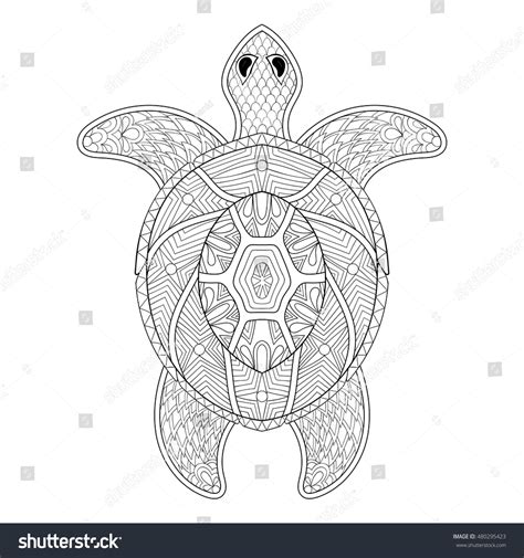 Turtle Zentangle Style Freehand Sketch Adult Stock Vector Royalty Free