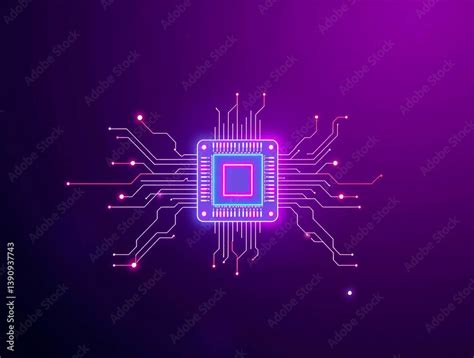 Futuristic Quantum Computing Concept Featuring A Glowing Processor Chip