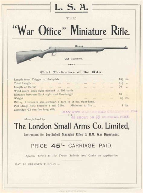 London Small Arms Co 1910s Circa War Office Miniature Rifle Manual
