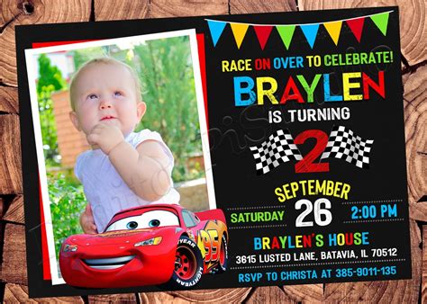 Cars Invitation Cars Birthday Invitation Cars Party Cars Invite Cars