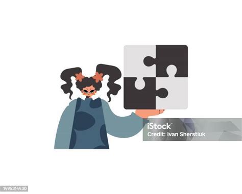 젊은 여자는 어리둥절한 표정을 짓고 있다 무리 작업 주제 분리 트렌디한 스타일 벡터 일러스트레이션 건축에 대한 스톡 벡터 아트 및 기타 이미지 Istock