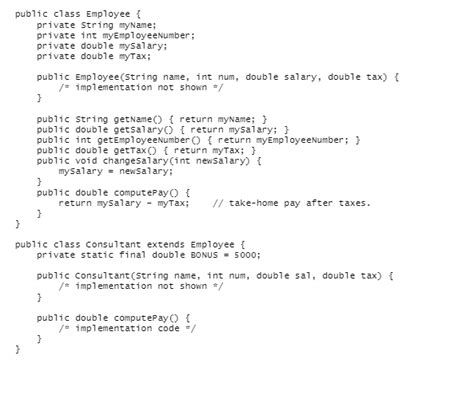 Solved Public Class Employee I Private String Myname