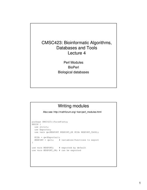 bioinformatic algorithms databases and tools lecture slides cmsc