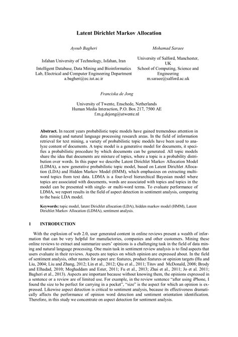 Pdf Latent Dirichlet Markov Allocation