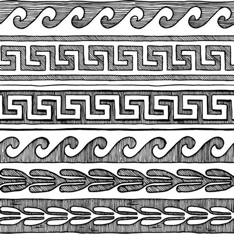 Meander And Wave Ancient Greek Ornament Stock Vector Illustration