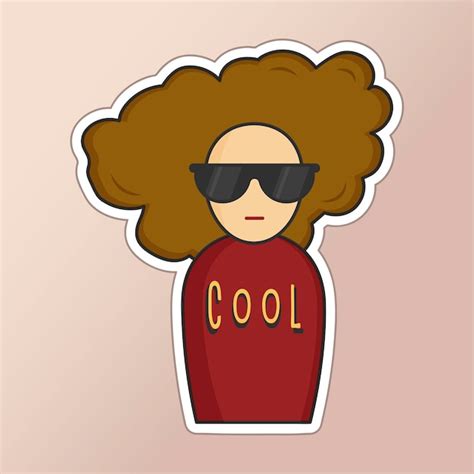 Premium Vector Cool Curly Girl In Sunglasses Sticker Flat Illustration