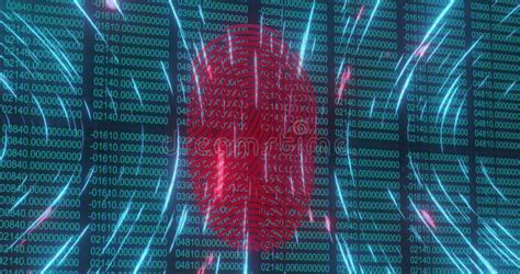 image of biometric fingerprint scanner and spinning light trails