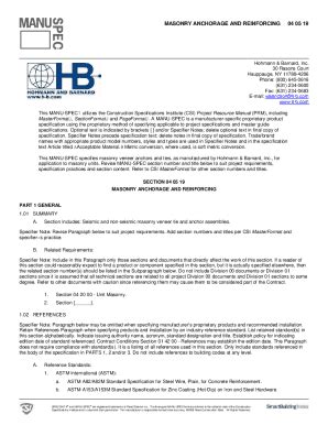Fillable Online Section 040619 Masonry Anchorage And Reinforcing