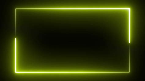 Square Flowing Yellow Neon Light Frame On Black Background 12960981