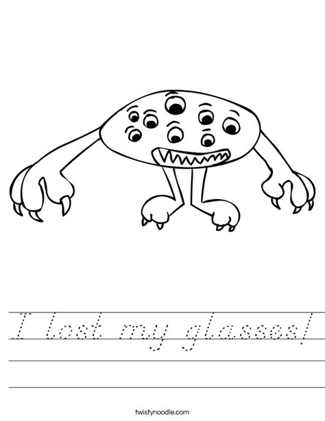 I Lost My Glasses Worksheet Dnealian Twisty Noodle