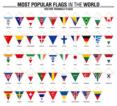 Collection Of Triangle Flags Most Popular World Flags 638110 Vector