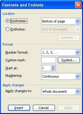 Inserting Footnotes Using Custom Footnote Marks Microsoft Word