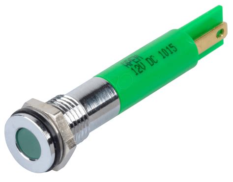 APM Q F C G E Indicator LED V DC Mm FASTON Green BrC At