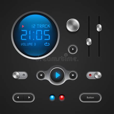 Hi End User Interface Elements Buttons Switchers On Off Player