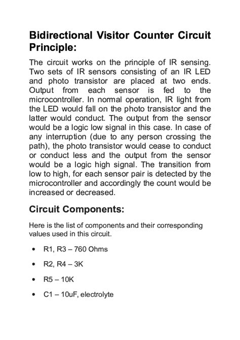 Doc Bidirectional Visitor Counter Circuit Principle