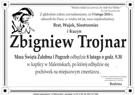 Śp Zbigniew Trojnar Nekrolog