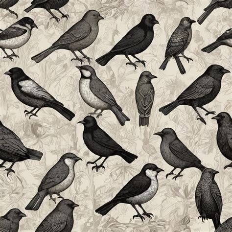 Seamless Dense Sparrow Bird Pattern Premium Ai Generated Image