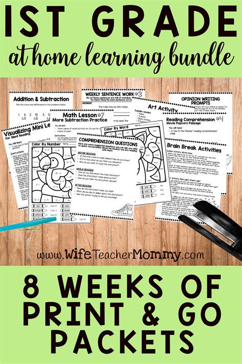 1st Grade Work Packets At Home And Remote Learning