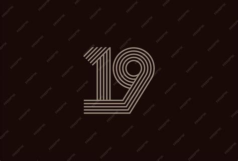 Premium Vector Abstract 19 Number Logo Gold 19 Number Monogram Line
