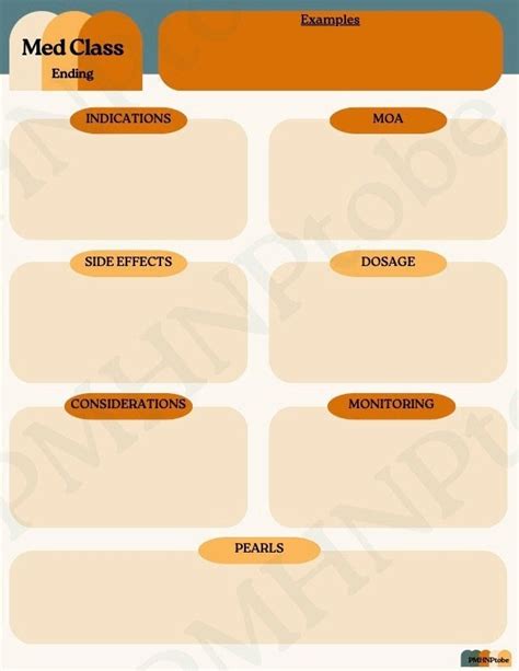 Medication Study Guide Template Etsy