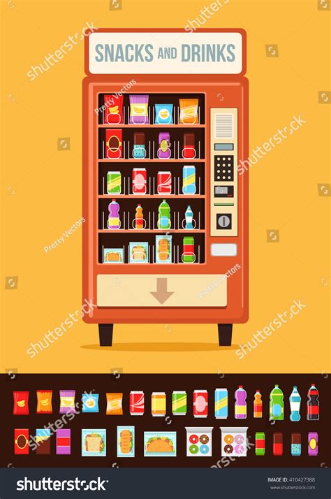 Vending Machine Food Vector Flat Cartoon Stock Vector Royalty Free