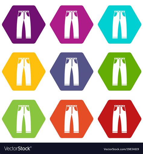 Jeans Icon Set Color Hexahedron Royalty Free Vector Image