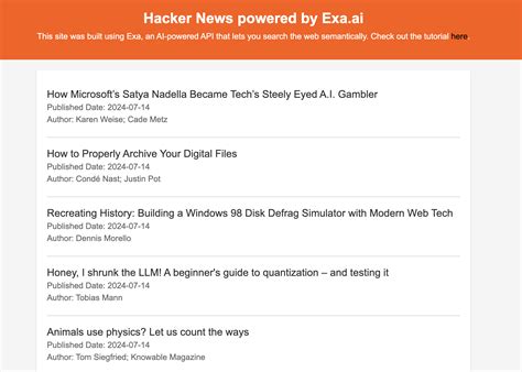 Hacker News Clone Exa