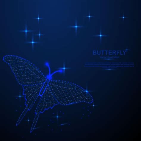 Papillon Abstrait Dans La Conception De Style Espace Low Poly Vecteur