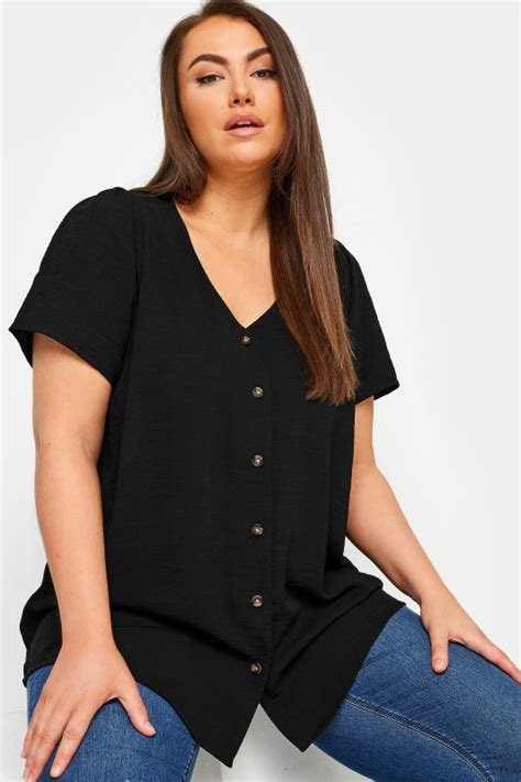 Yours Plus Size Black Button Front Blouse Yours Clothing