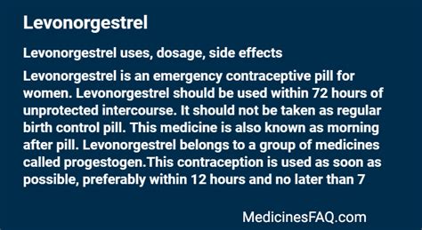 Levonorgestrel Uses Dosage Side Effects Food Interaction And Faq